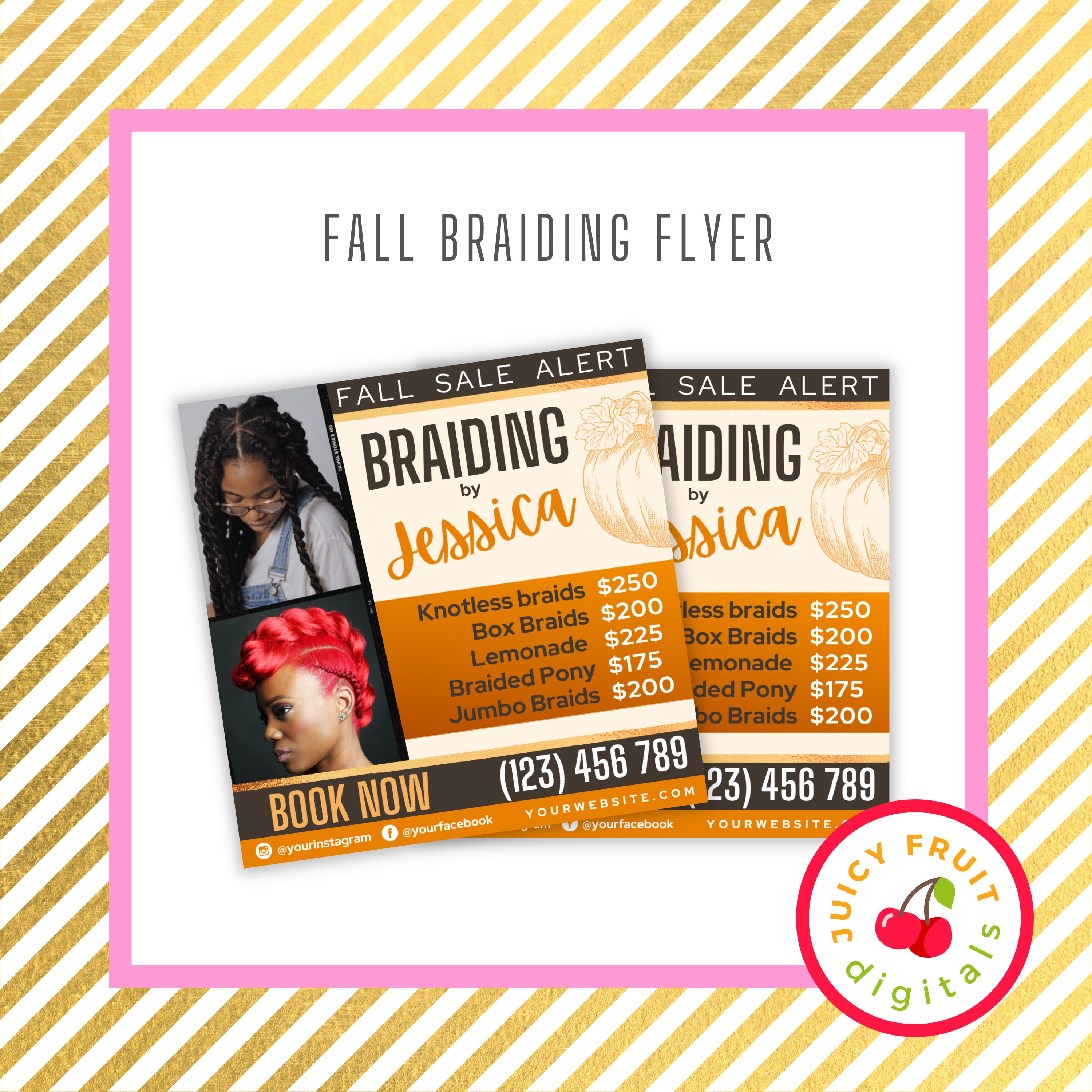 DIY Hair Braiding Flyer - Braids Hair Salon Flyer - Braid Business ...