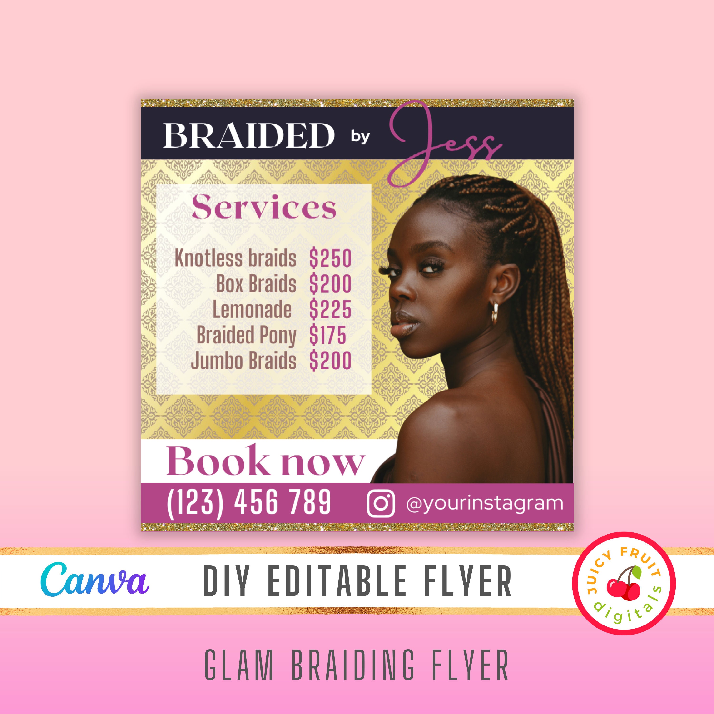 DIY Elegant Hair Braiding Flyer - Braids Hair Salon Flyer - Hair ...