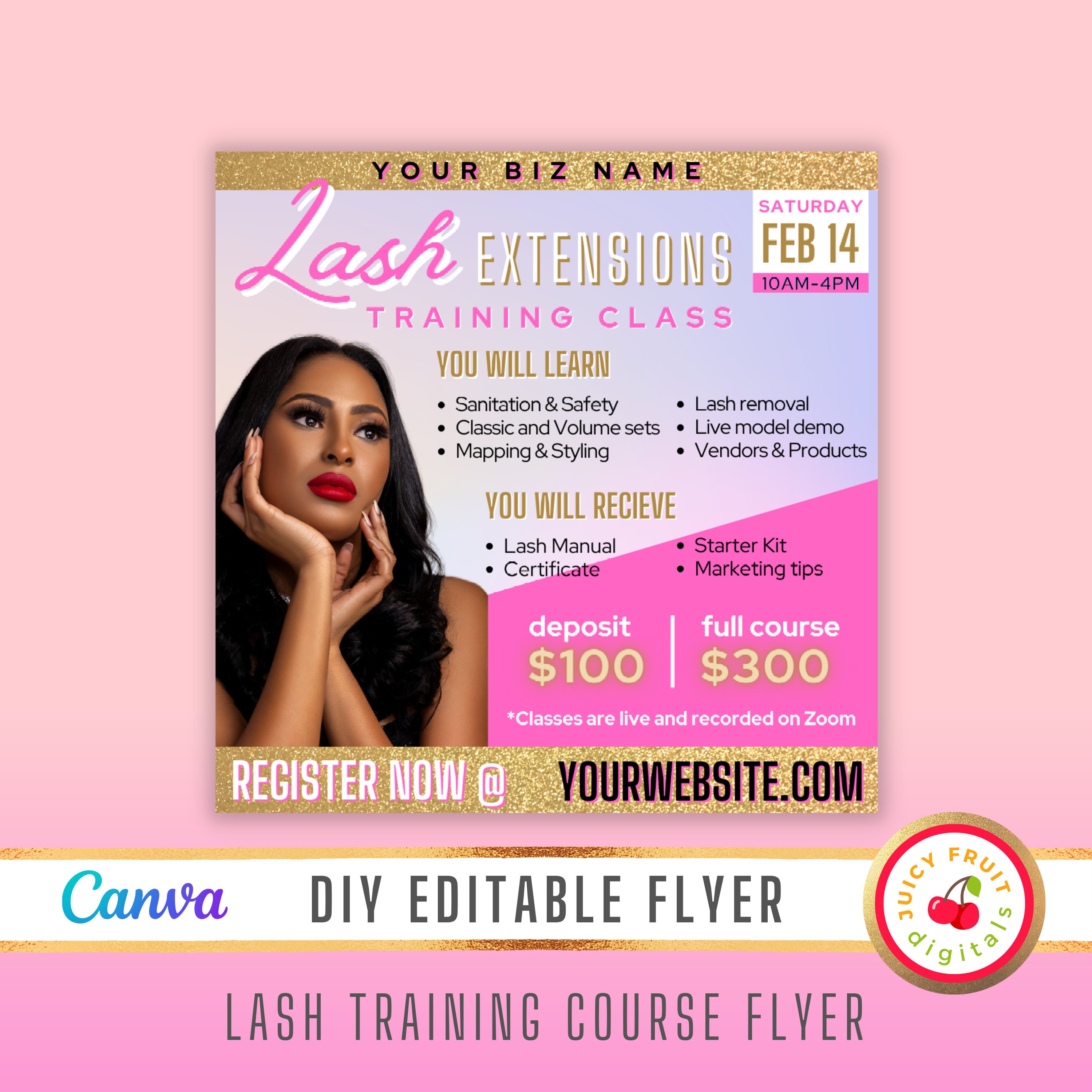 DIY Lash Extension Training Flyer - Editable Canva Template - Social ...