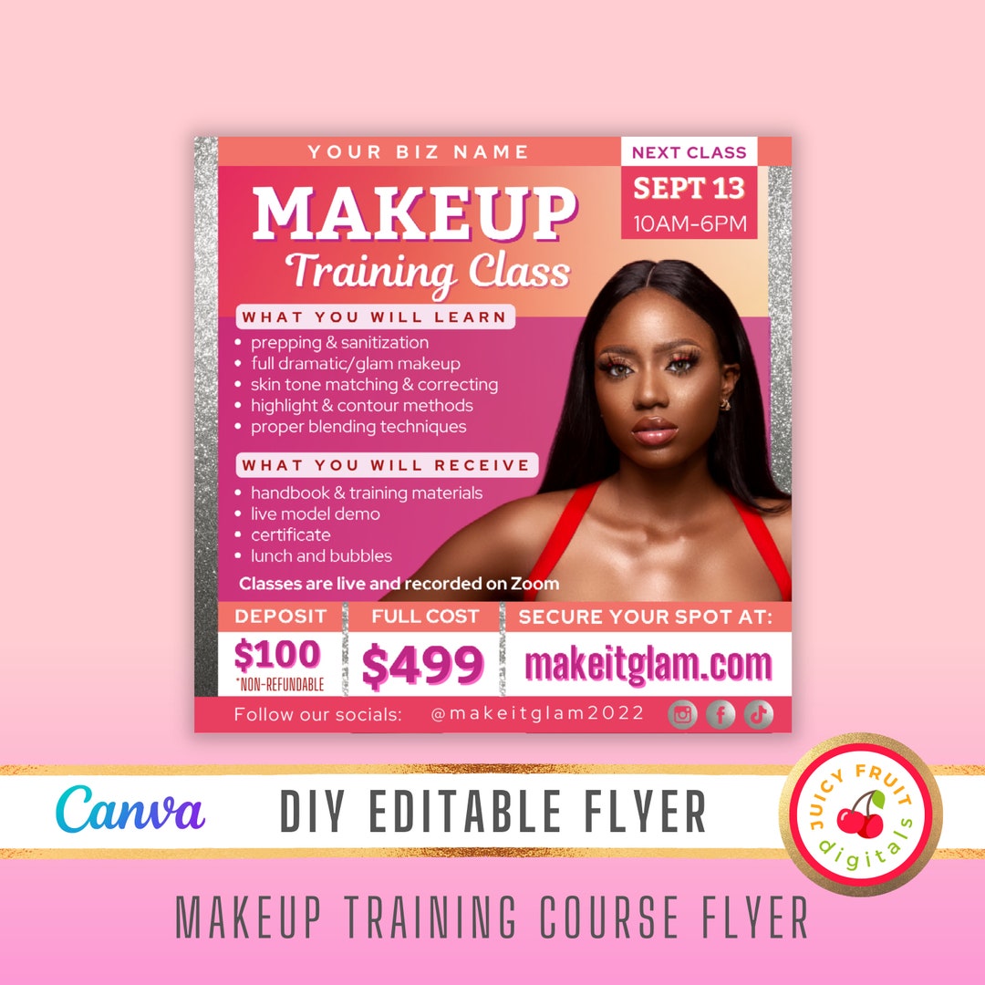 MUA Flyer for Group Class - Editable Canva Template - DIY Social Media ...
