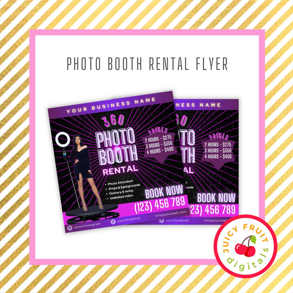 360 Photo Booth Rental Flyer - DIY Editable Canva Template - Social ...