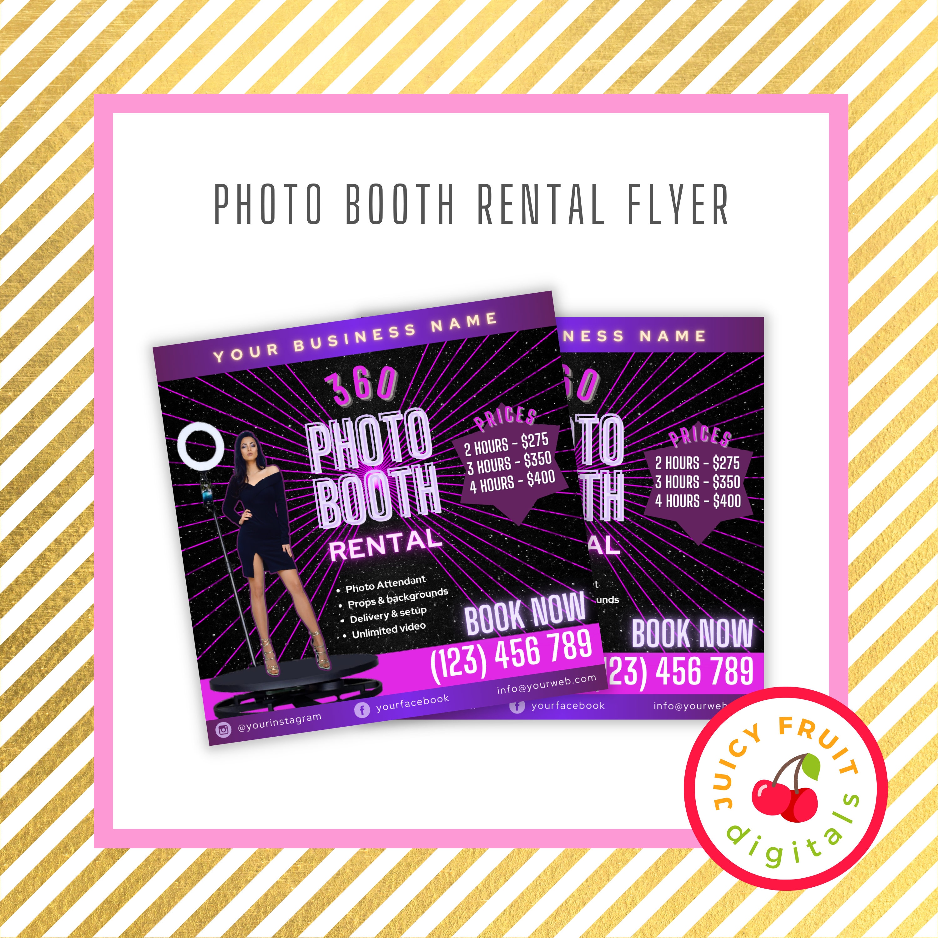 360 Photo Booth Rental Flyer - DIY Editable Canva Template - Social ...