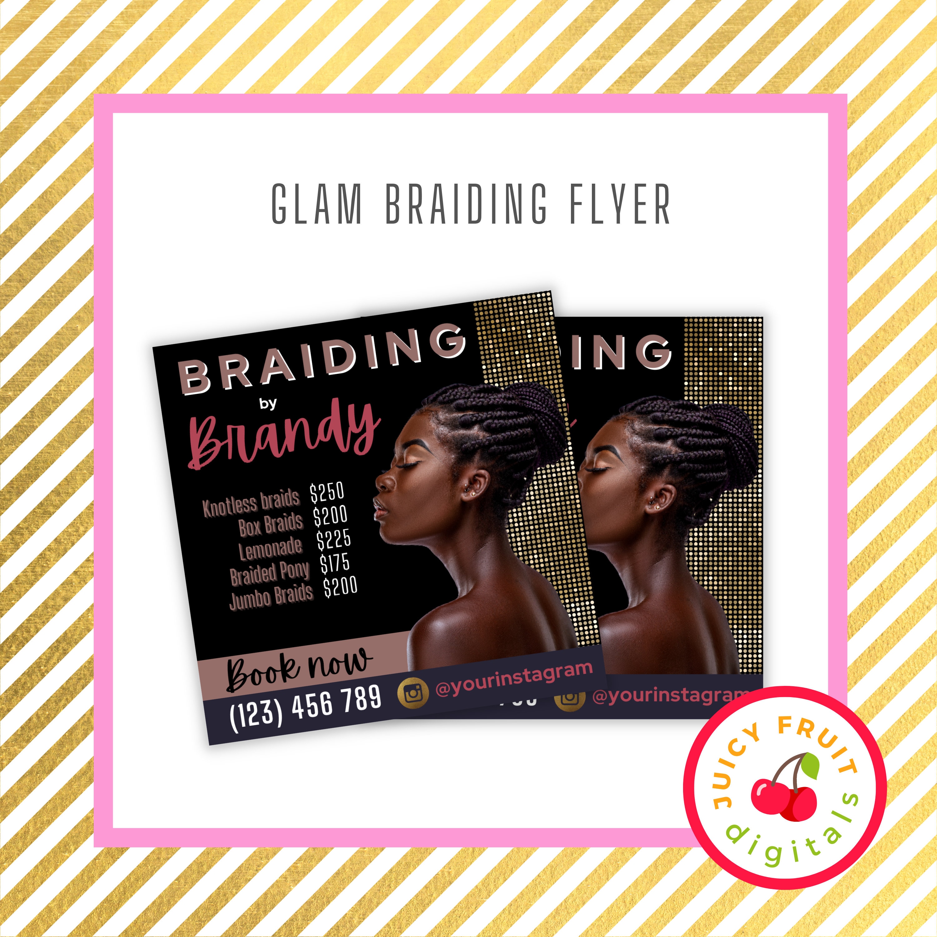 DIY Glam Hair Braiding Flyer - Braids Hair Salon Flyer - Hair Stylist ...