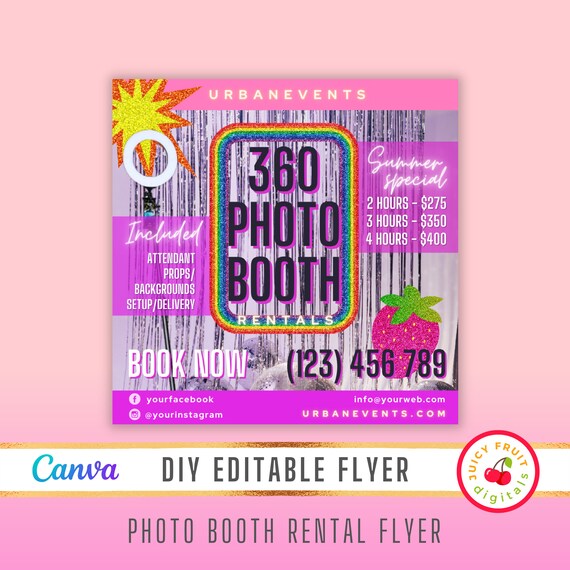 DIY 360 Photo Booth Rental Flyer Editable Canva Template - Etsy