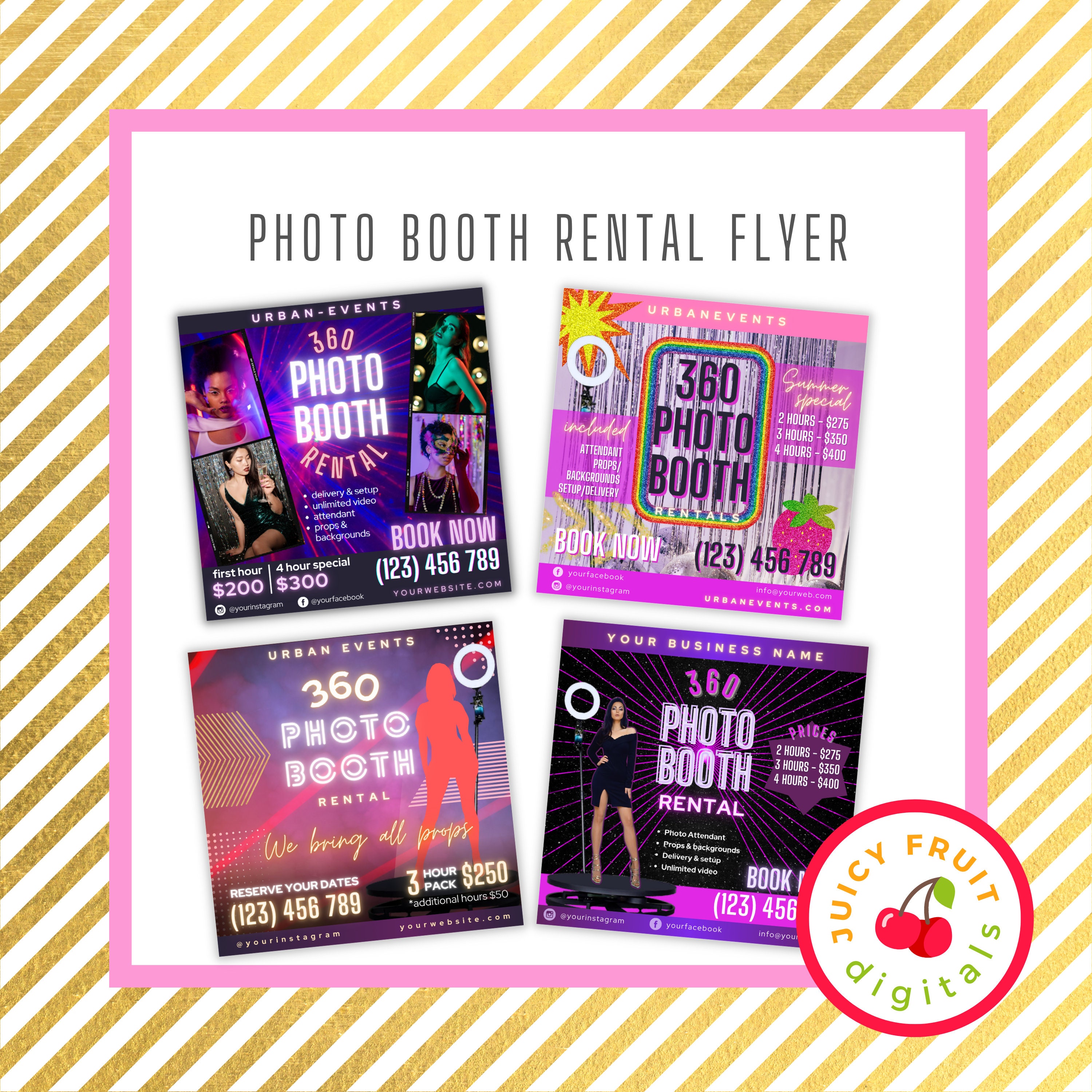 360 Photo Booth Rental Flyers - DIY Editable Canva Template - Social ...
