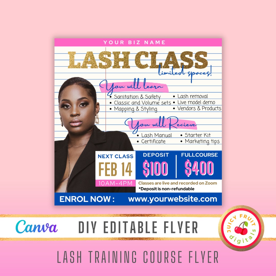 DIY Lash Extension Training Flyer - Editable Canva Template - Social ...