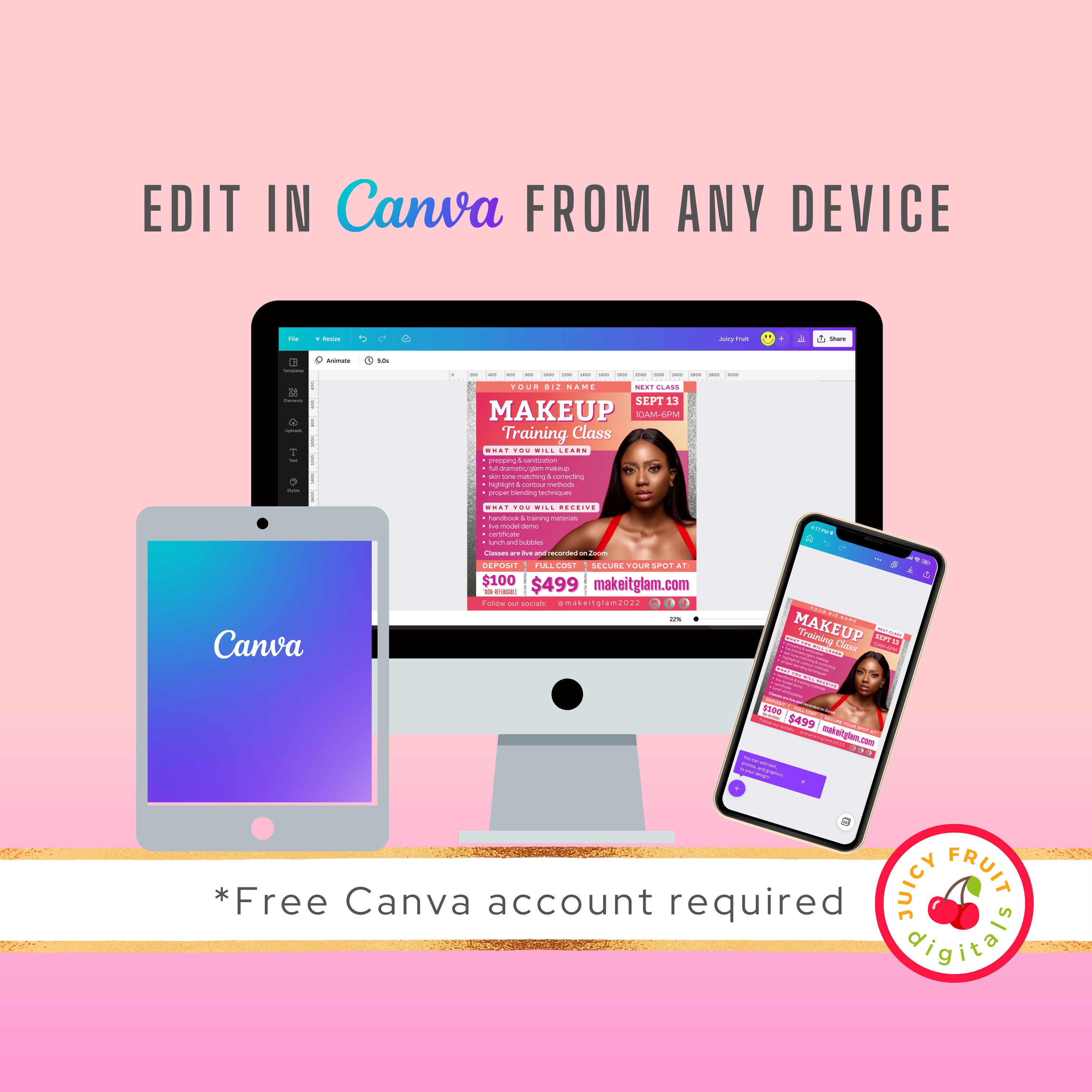 MUA Flyer for Group Class Editable Canva Template DIY - Etsy