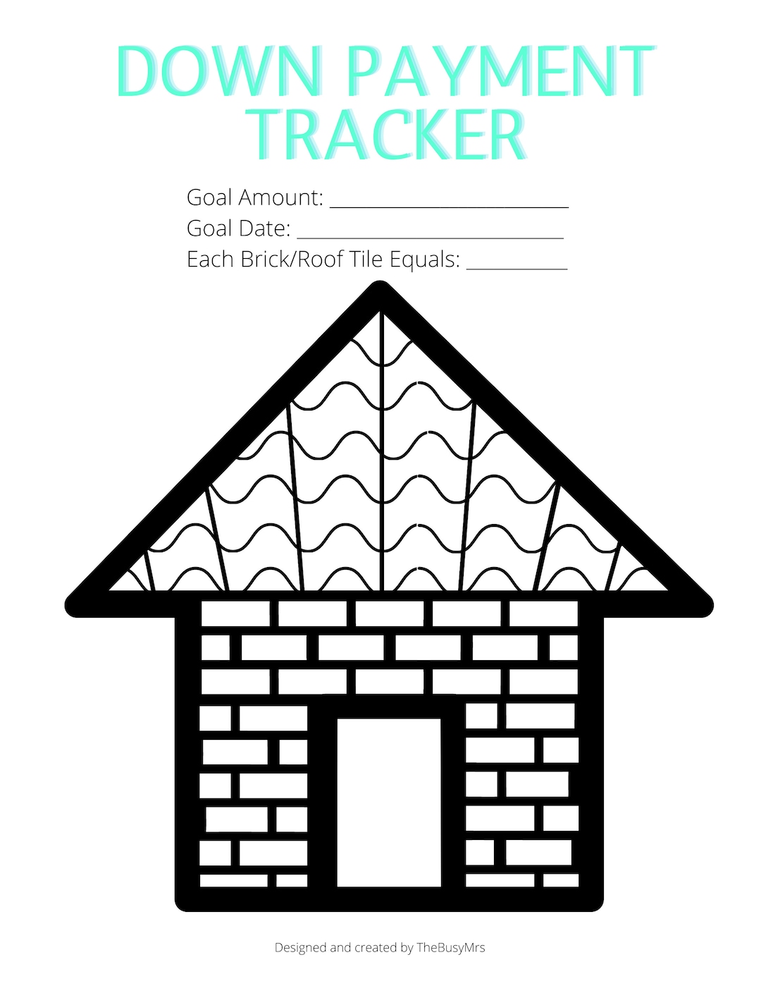 Down Payment Tracker - Fun Coloring Savings Tracker, Digital Download ...