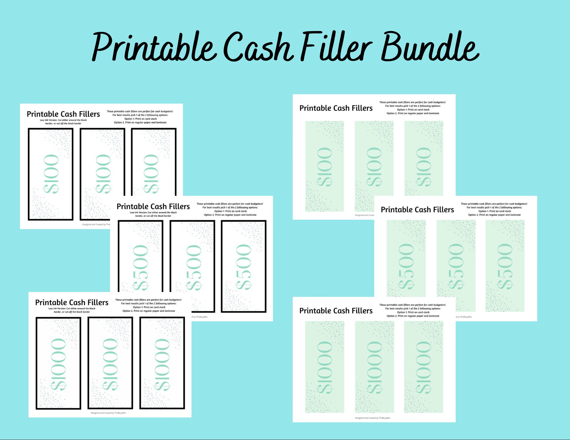 Printable Cash Filler - Cash Place Holders, Cash Stuffing Supplies ...