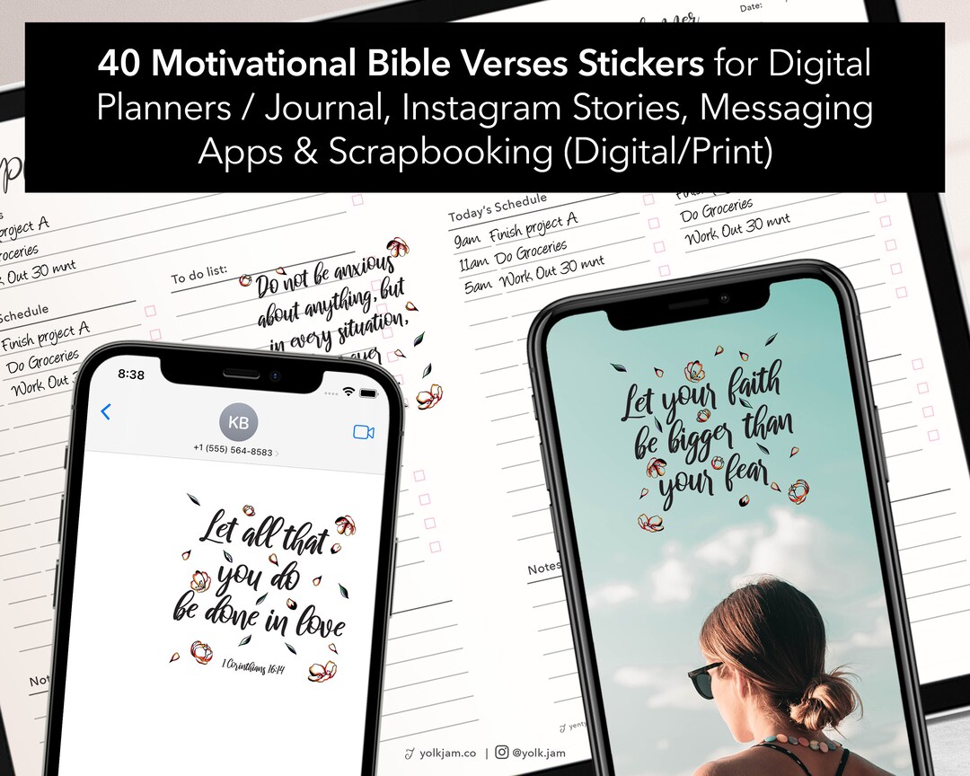 40 Beautiful Motivational Bible Verses Stickers / Religious Digital ...