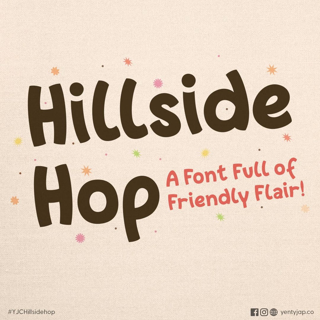 YJC Hillside Hop Font - Fun Font, Casual Font, Handwritten Font, Quote ...