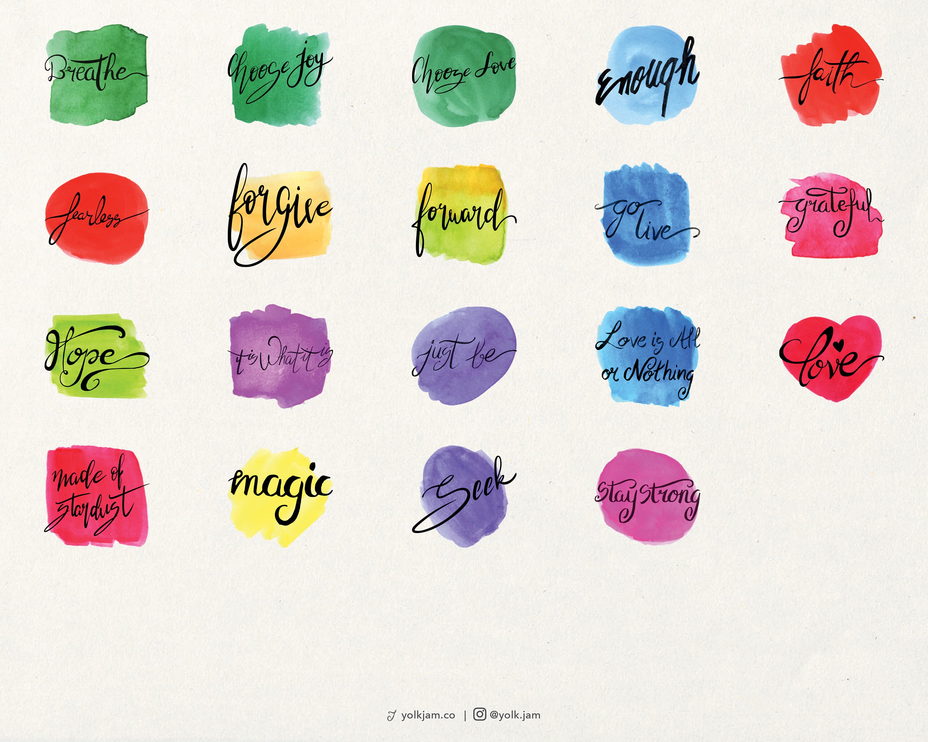 39 Hand-drawn Motivational Watercolour Quotes Digital Stickers ...