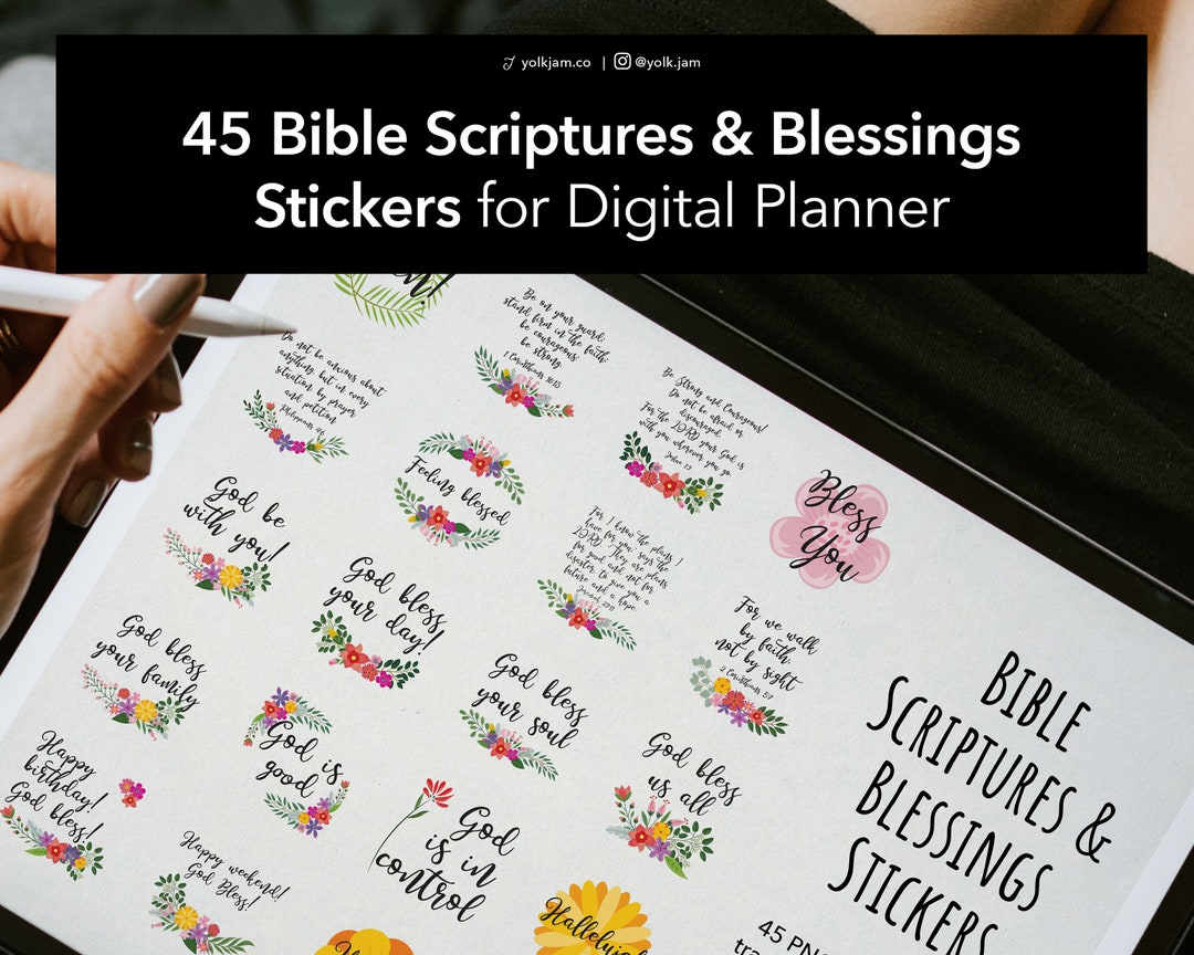 45 Bible Scriptures & Blessings Digital Stickers / Religious Digital ...