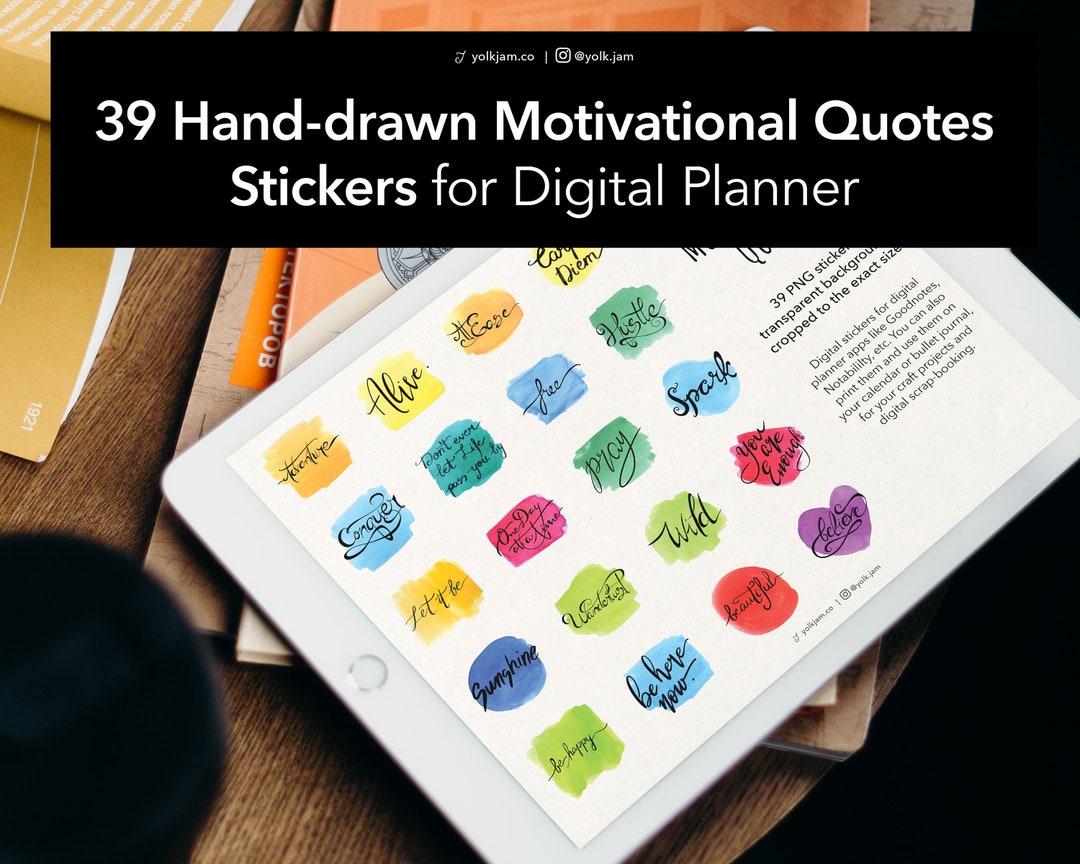 39 Hand-drawn Motivational Watercolour Quotes Digital Stickers ...
