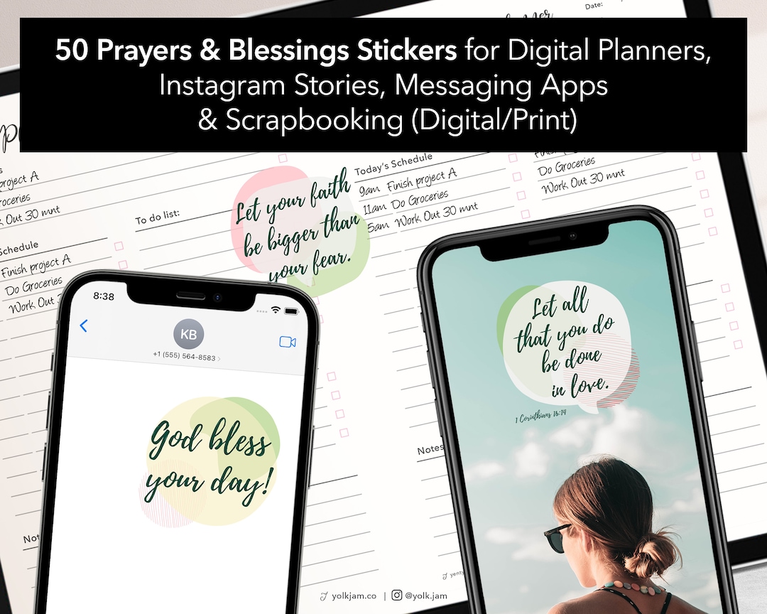 50 Prayers & Blessings Stickers for Digital Planners, Instagram Stories ...