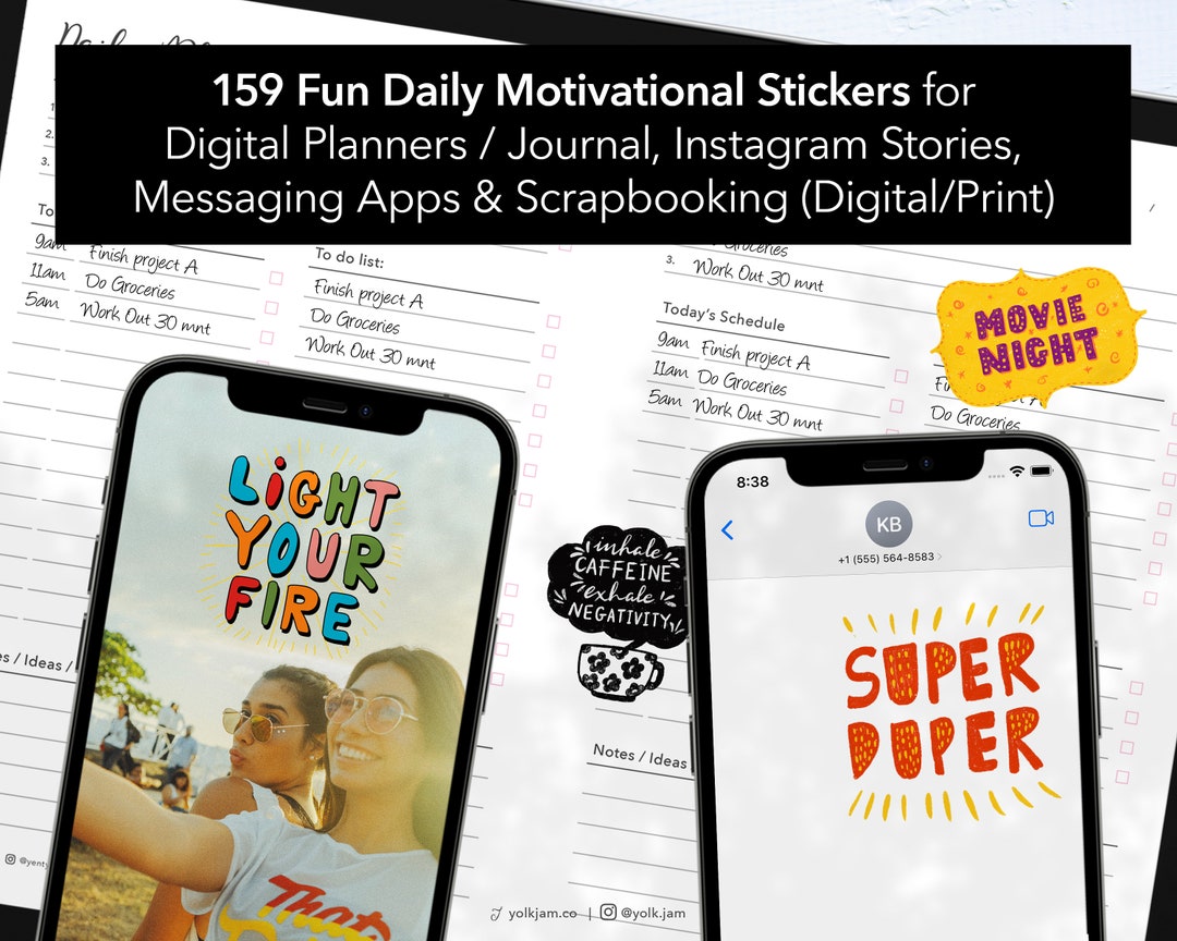 159 Fun Daily Motivational Digital Stickers / Instagram Story Stickers ...