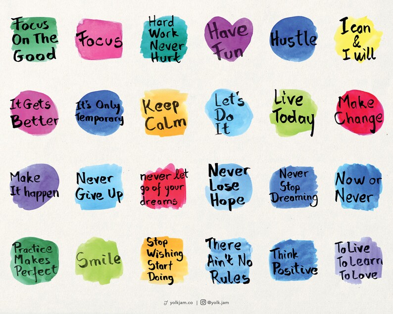 50 Motivational Watercolour Quotes Digital Stickers / - Etsy