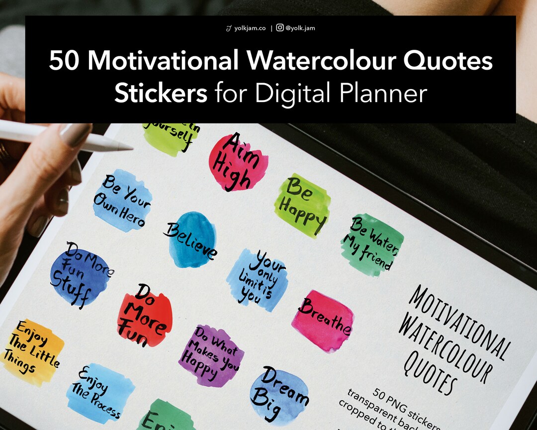 50 Motivational Watercolour Quotes Digital Stickers / - Etsy