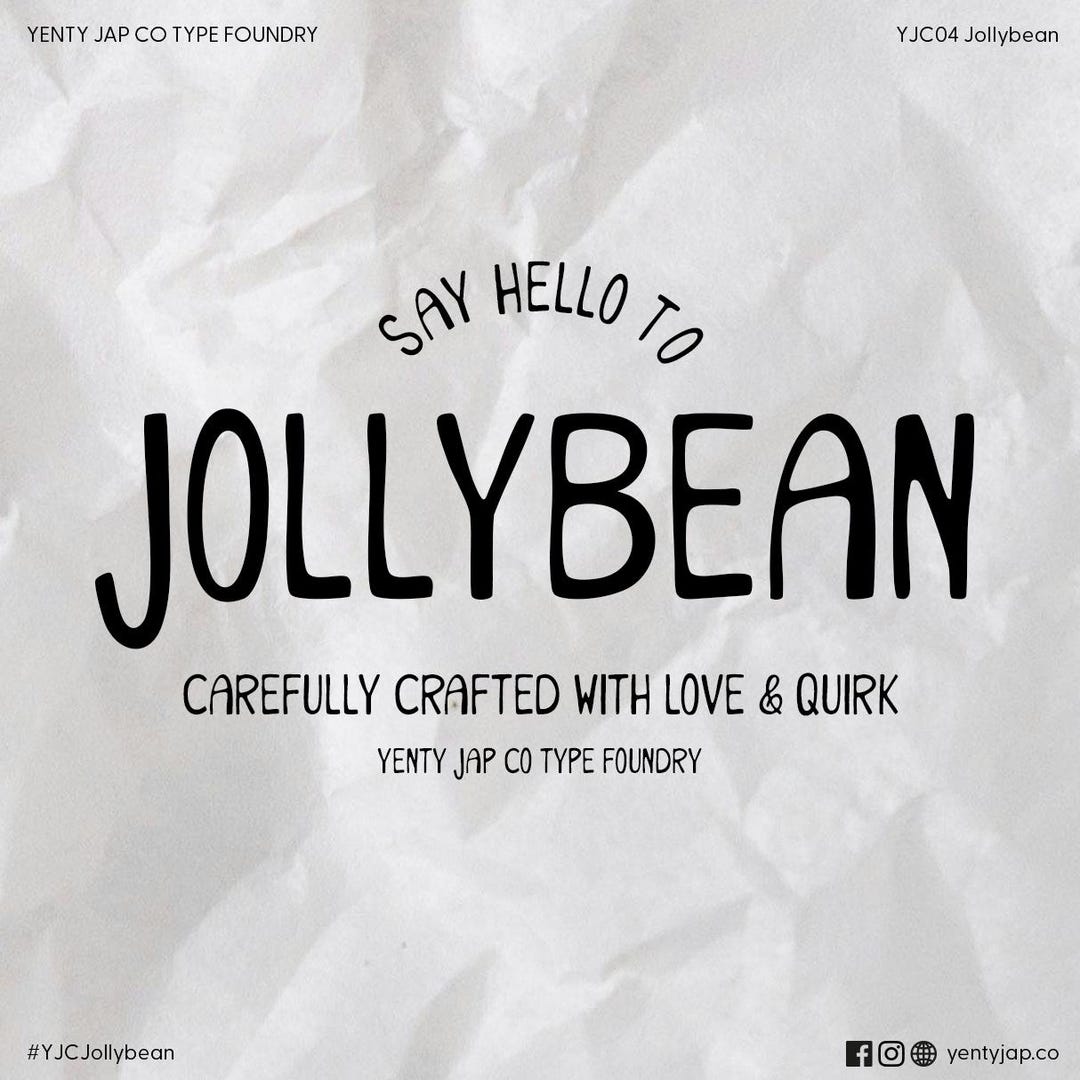 YJC Jollybean Font: Quirky Handwritten Font (OTF, TTF) - Etsy Canada