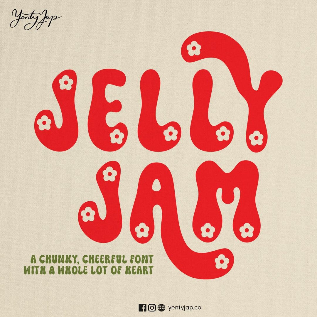 YJC Jelly Jam Font: Playful Retro Bubble Font - Etsy