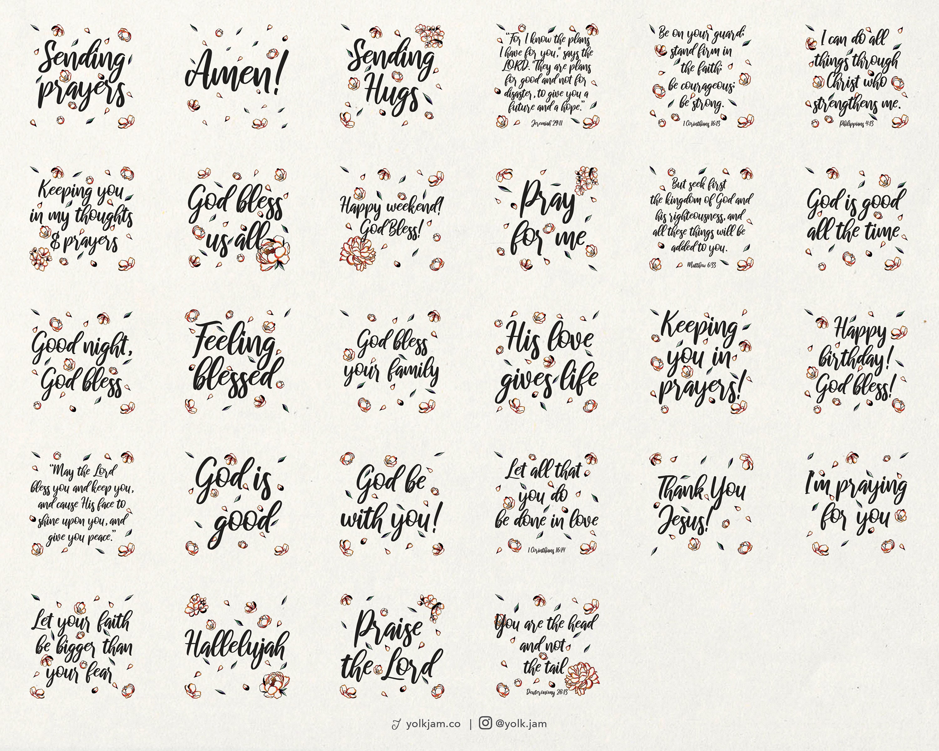 40 Beautiful Motivational Bible Verses Stickers / Religious Digital ...