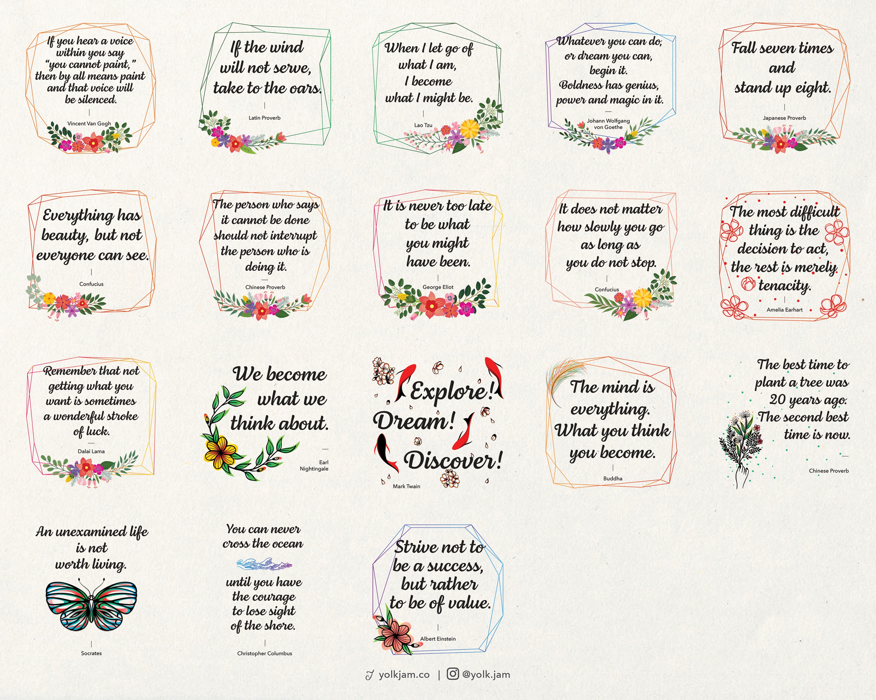 30 Motivational Quotes Stickers for Digital Planners, Instagram Stories ...