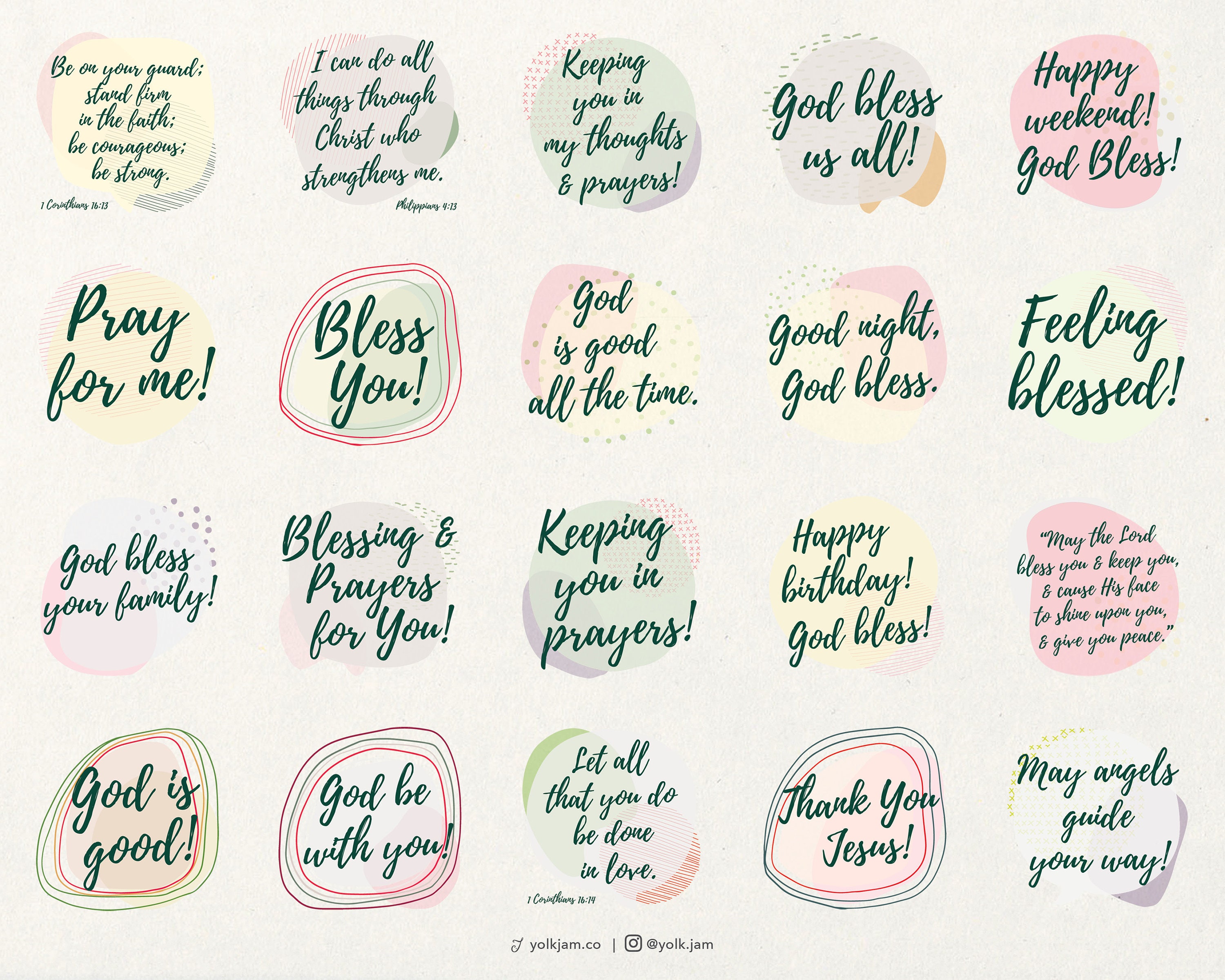 50 Prayers & Blessings Stickers for Digital Planners, Instagram Stories ...
