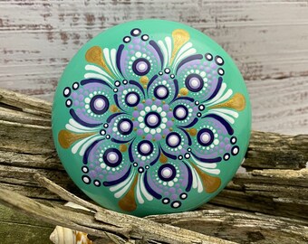 Dot Art Mandala Stone Hand Painted Rock Paperweight Mandala - Etsy