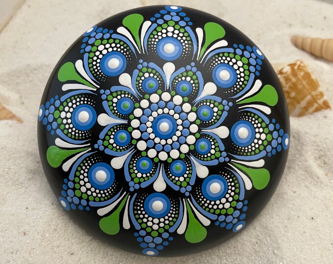 Dot Art Mandala Stone Hand Painted Rock Paperweight Mandala Meditation ...