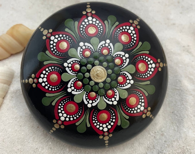 Dot Art Mandala Stone Hand Painted Rock Paperweight Mandala Meditation ...