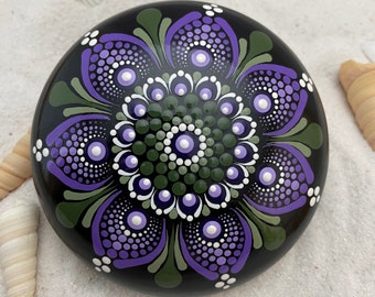 Dot Art Mandala Stone Hand Painted Rock Paperweight Mandala - Etsy