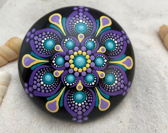 Dot Art Mandala Stone Hand Painted Rock Paperweight Mandala - Etsy