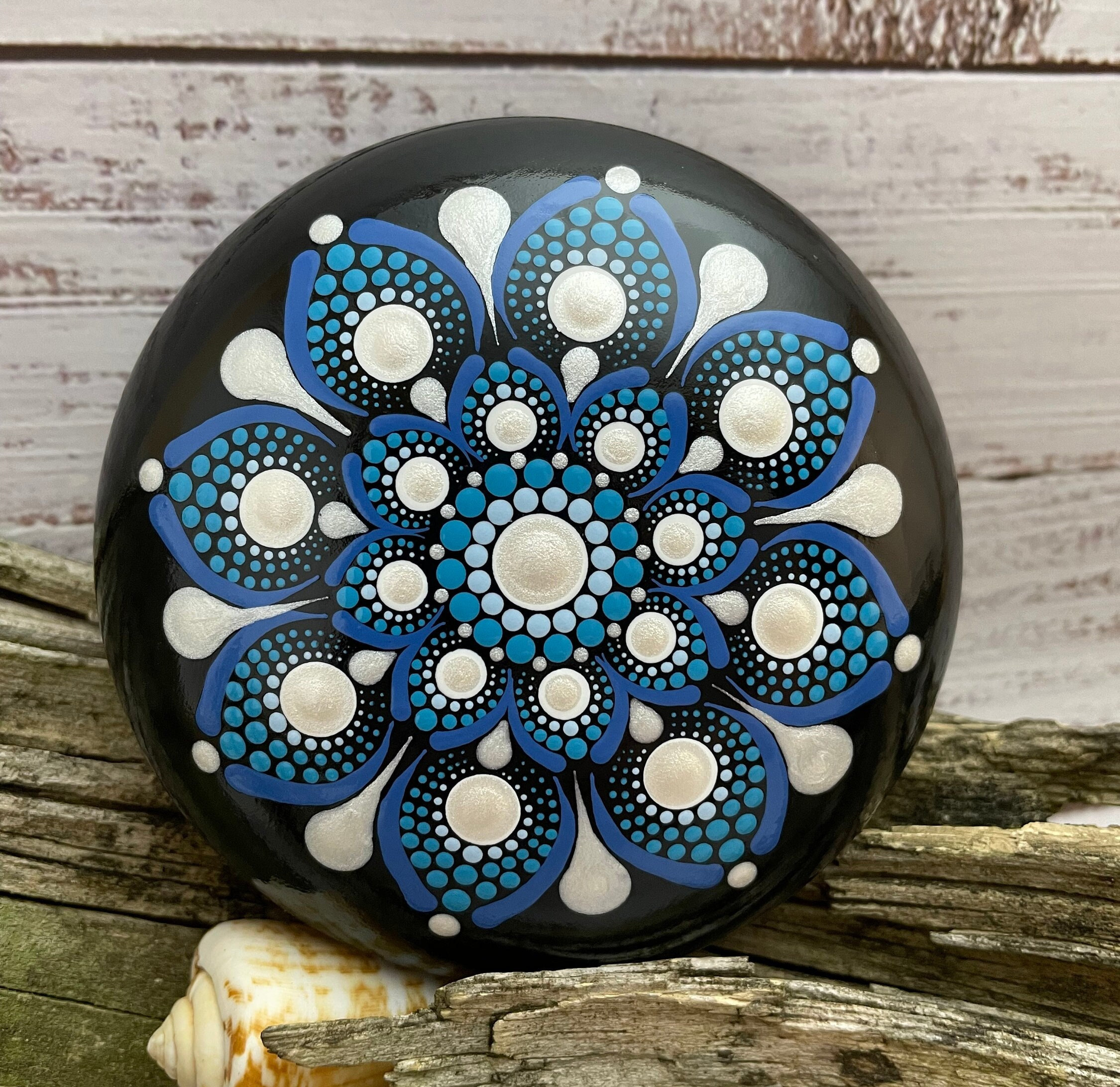 Dot Art Mandala Stone Paperweight Hand Painted Rock Meditation Medium ...