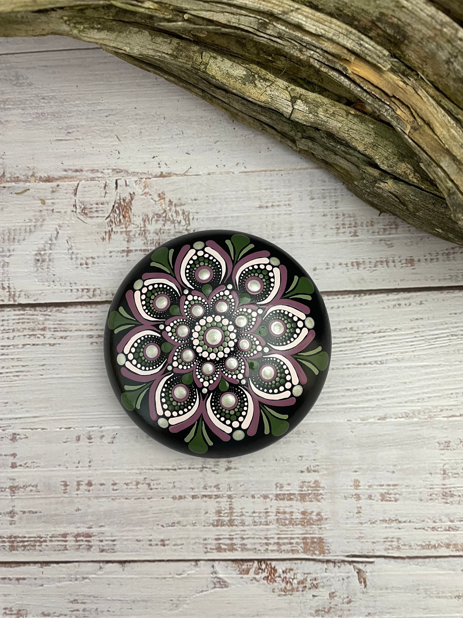 Dot Art Mandala Stone Paperweight Hand Painted Rock Meditation Medium ...