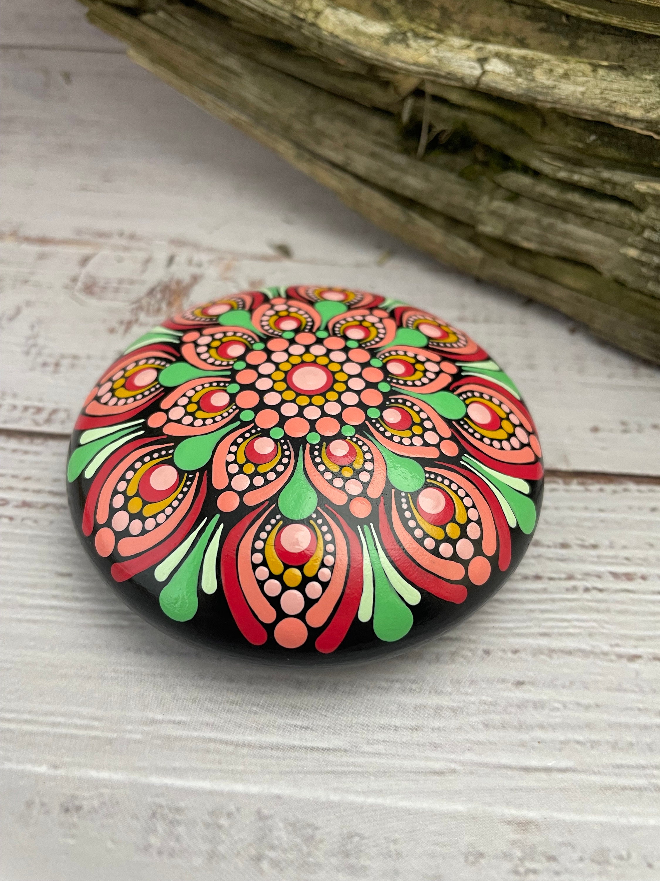 Dot Art Mandala Stone Paperweight Hand Painted Rock Mandala Meditation ...