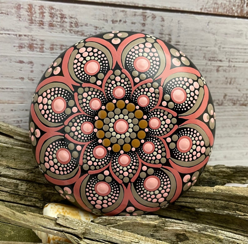 Dot Art Mandala Stone Paperweight Hand Painted Rock Meditation Medium ...