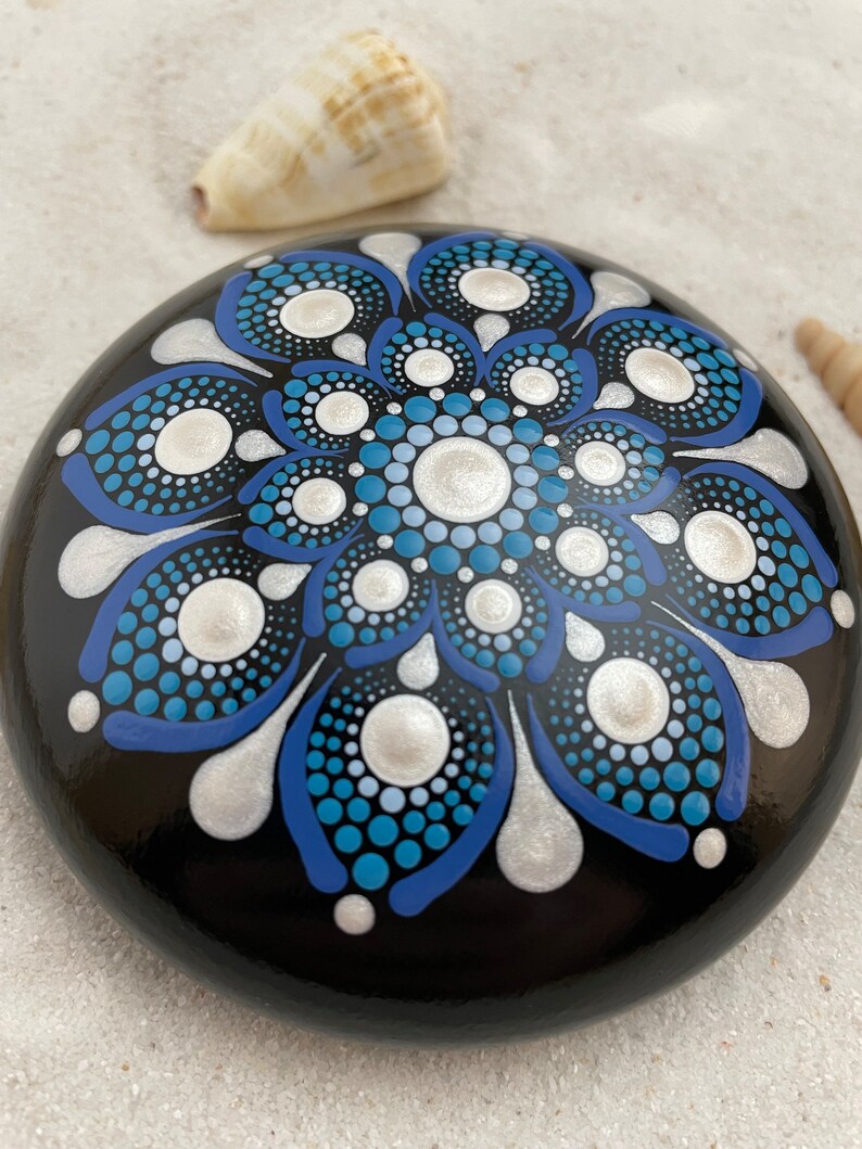 Dot Art Mandala Stone Paperweight Hand Painted Rock Meditation - Etsy