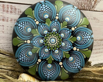 Dot Art Mandala Stone Hand Painted Rock Paperweight Mandala Meditation ...