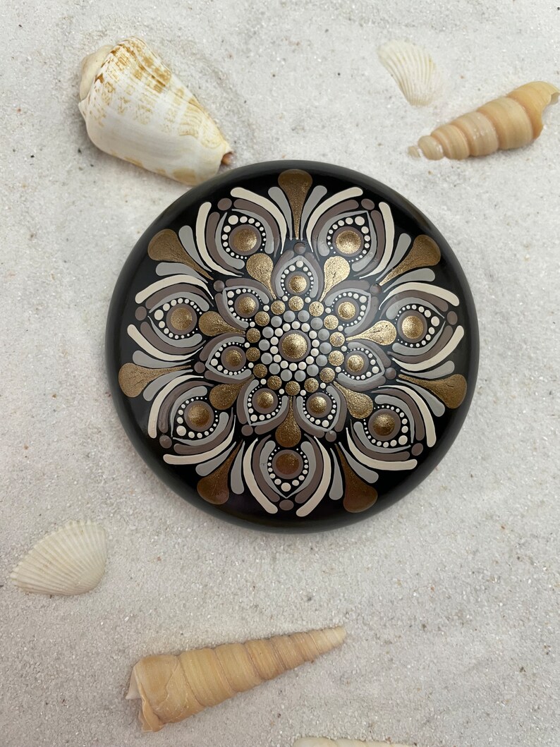 Dot Art Mandala Stone Paperweight Hand Painted Rock Meditation - Etsy