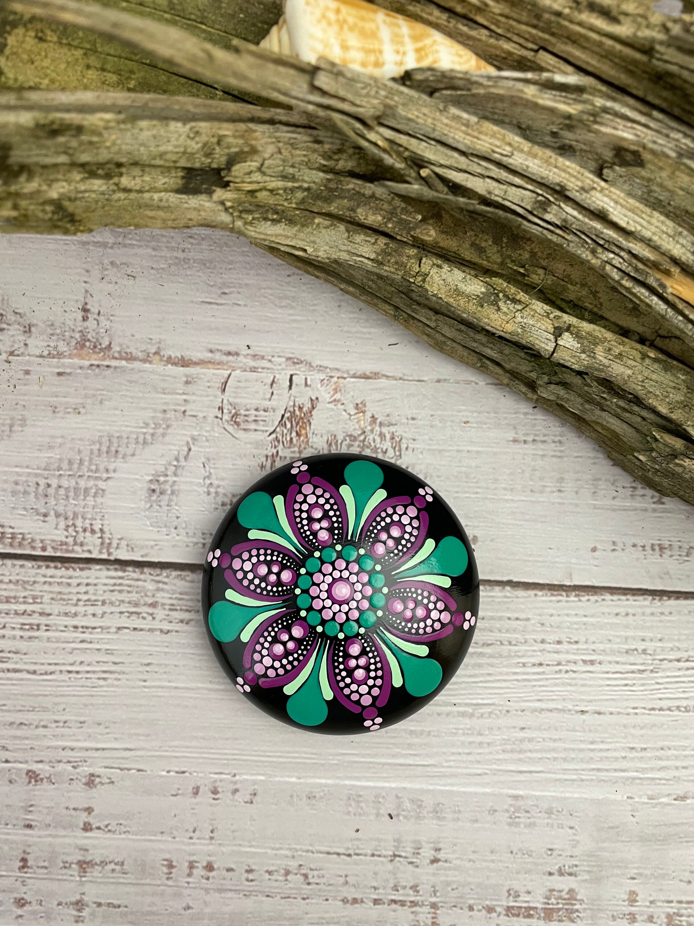 Dot Art Mandala Stone Paperweight Hand Painted Rock Mandala Meditation ...