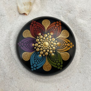 Dot Art Mandala Stone Rainbow Paperweight Hand Painted Rock Mandala ...