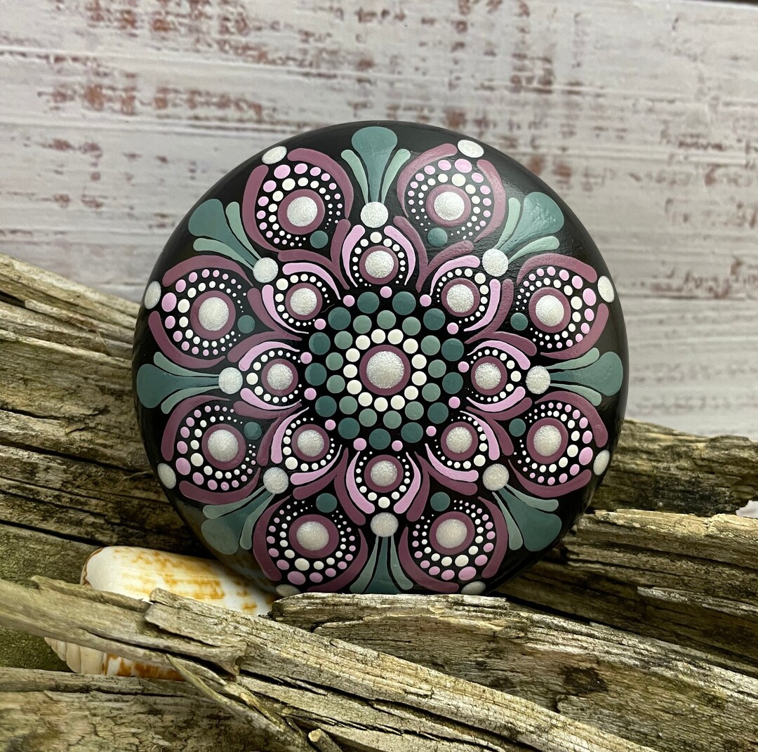 Dot Art Mandala Stone Paperweight Hand Painted Rock Mandala Meditation ...