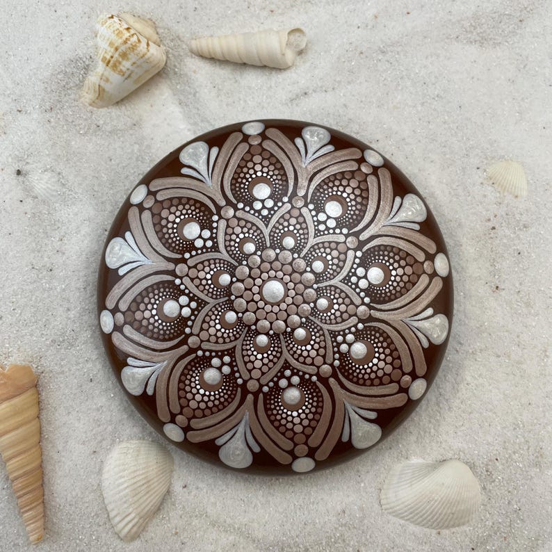 Dot Art Mandala Stone Hand Painted Rock Paperweight Mandala Meditation ...