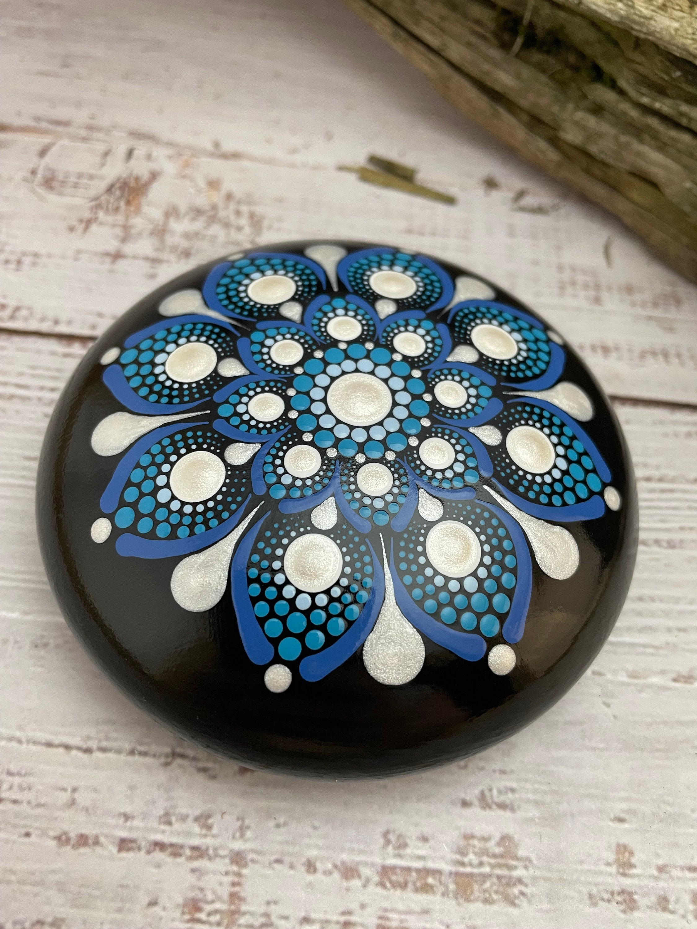 Dot Art Mandala Stone Paperweight Hand Painted Rock Meditation Medium ...