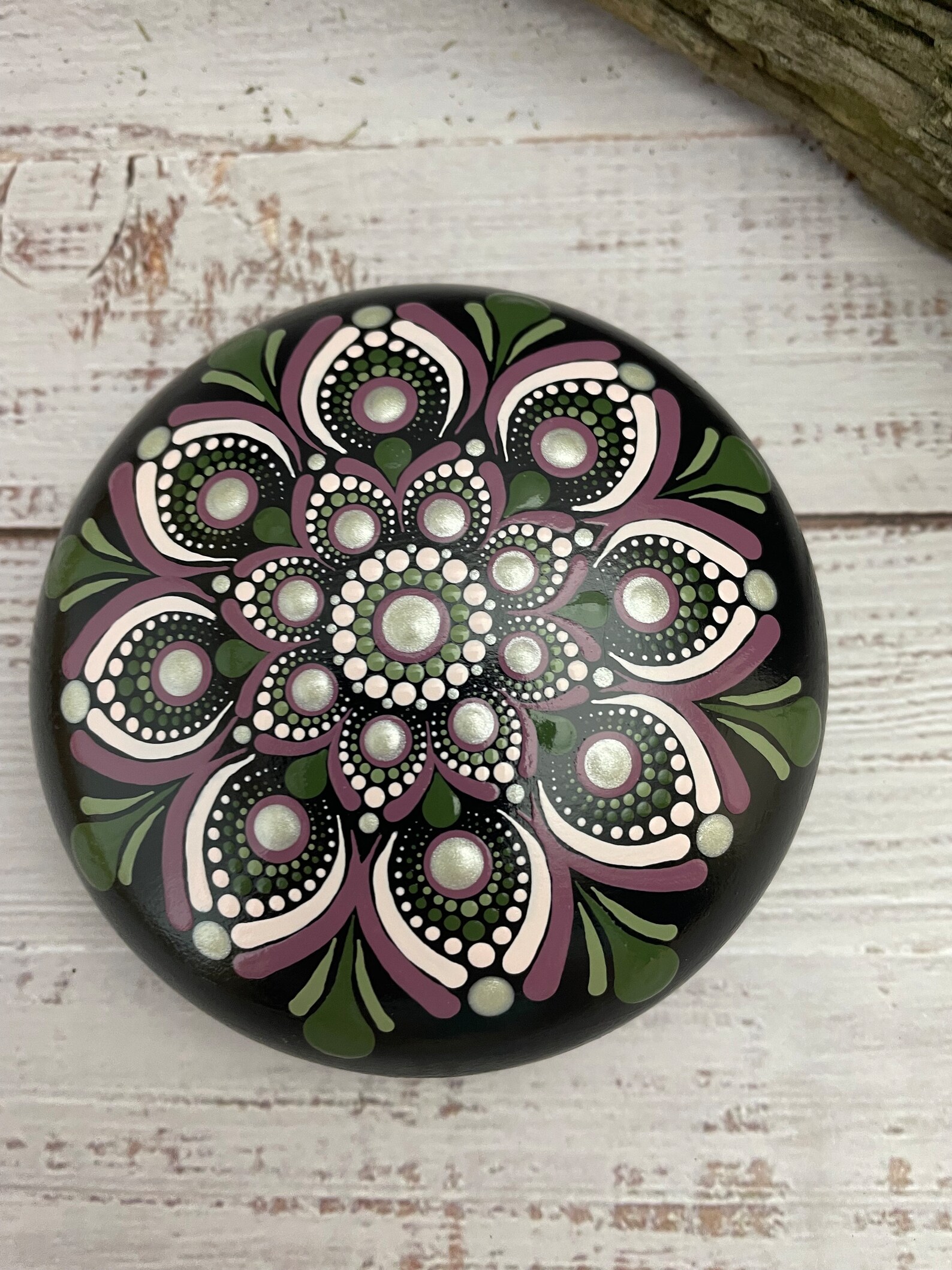 Dot Art Mandala Stone Paperweight Hand Painted Rock Meditation Medium ...