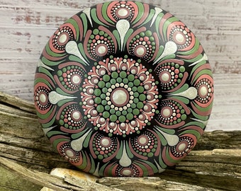 Dot Art Mandala Stone Paperweight Hand Painted Rock Meditation Medium ...