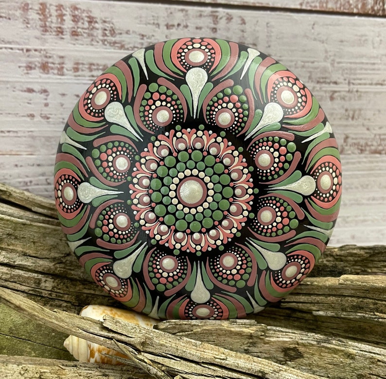 Dot Art Mandala Stone Paperweight Hand Painted Rock Meditation Medium ...