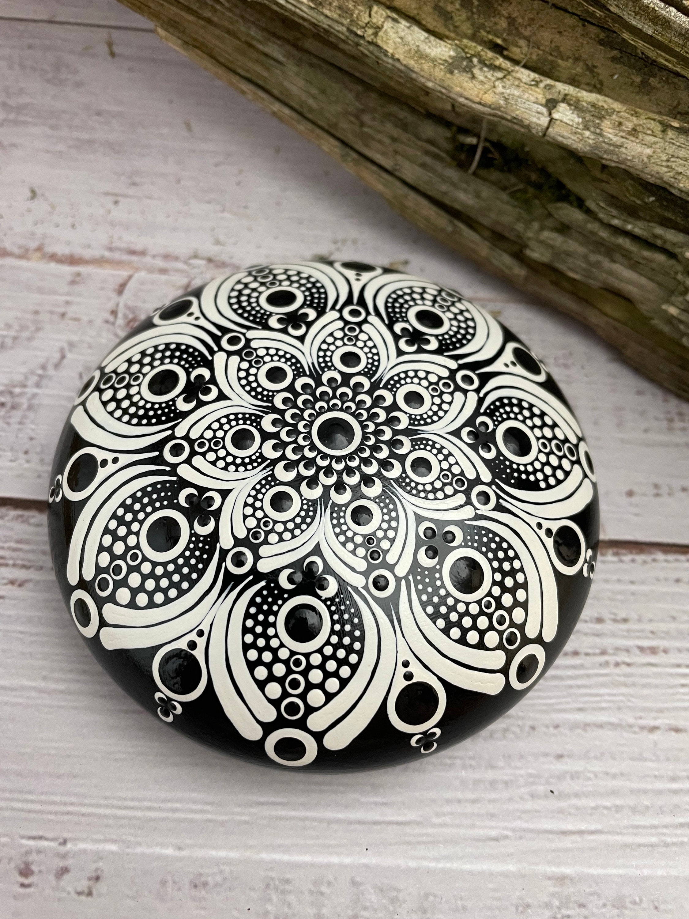 Dot Art Mandala Stone Paperweight Hand Painted Rock Meditation Medium ...