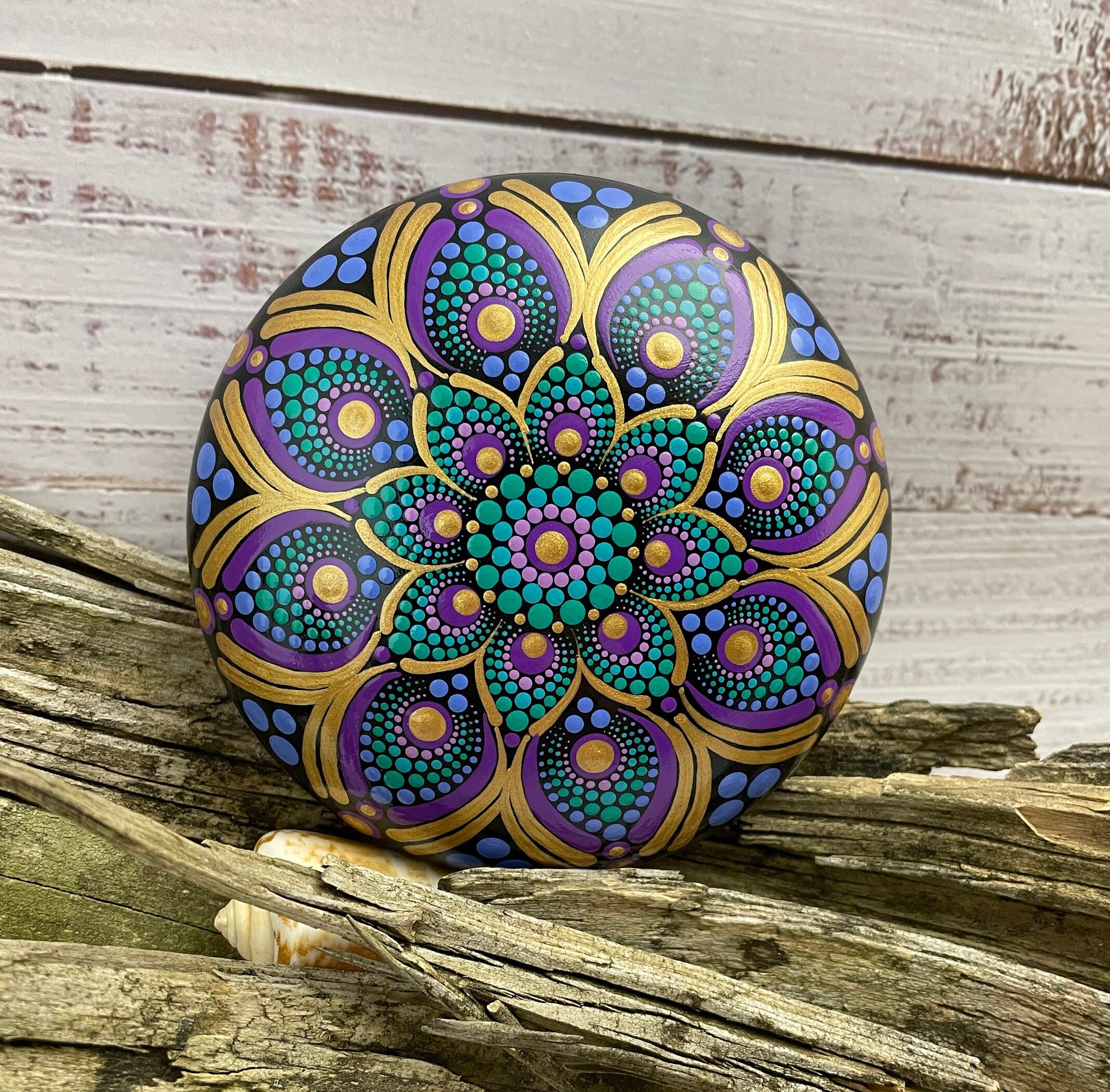 Dot Art Mandala Stone Paperweight Hand Painted Rock Meditation Medium ...