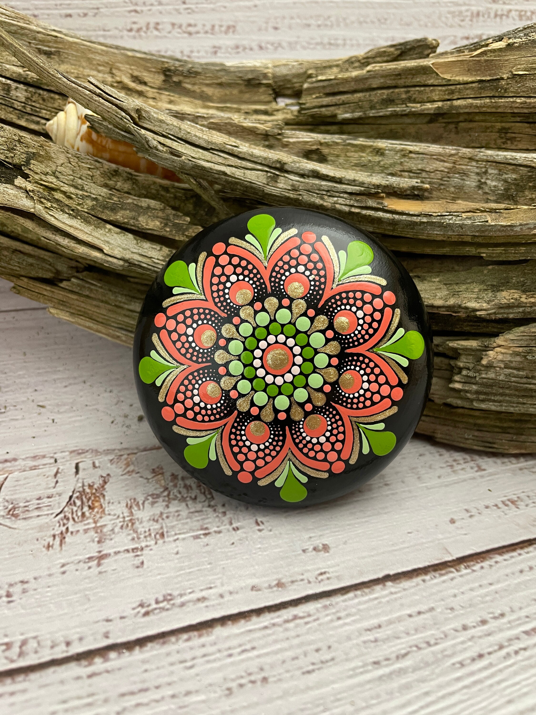 Dot Art Mandala Stone Paperweight Hand Painted Rock Mandala Meditation ...